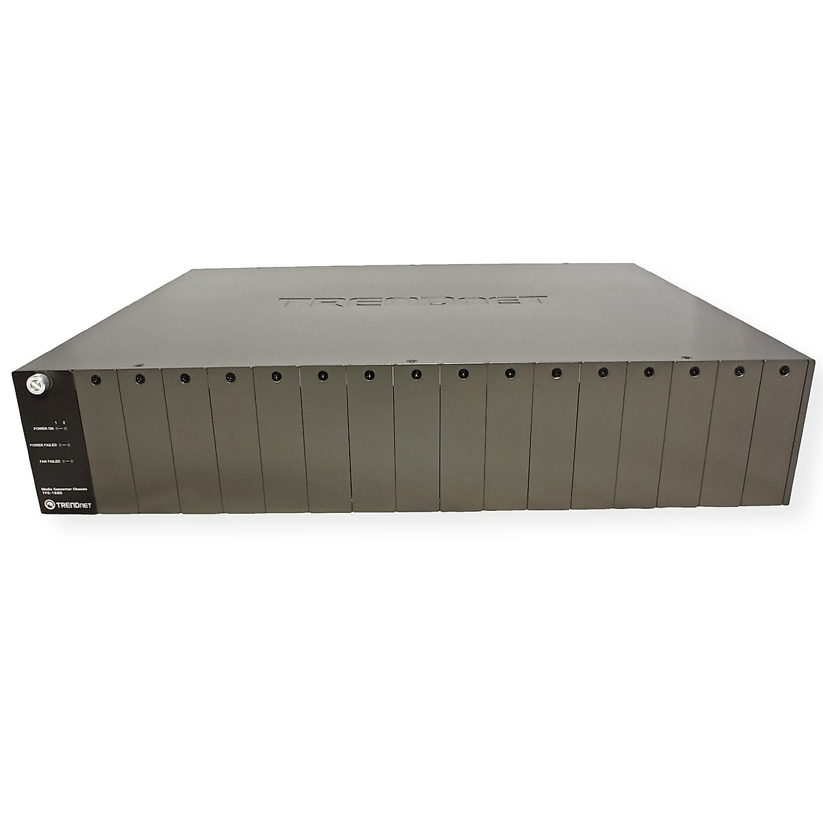 TRENDnet 16-Bay Fiber Converter Chassis System, Hot Swappable, Housing for up to 16 TFC Series Media Converters, Fast Ethernet RJ45, RS-232, SNMP Management Module, Lifetime Protection, TFC-1600