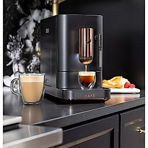 Café Affetto Automatic Espresso Machine + Milk Frother | Built-In & Adjustable Espresso Bean Grinder | One-Touch Brew in 90 Seconds | Matte Black, 1.2 Liter, (C7CEBBS3RD3)