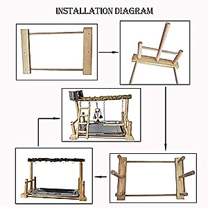 PINVNBY Bird Playground Birdcage Playstand Pet Bird Perch Platform Stand Parrot Play Gym Parakeet Cage Decor Budgie Perch Stand with Feeder Seed Cups Ladder Chew Toys for Small Animals Parrot Parakeet