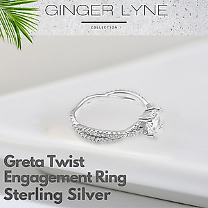 Twist Engagement Ring for Women by Ginger Lyne |1.25 Ct Cubic Zirconia Simulated Diamond Ring | 925 Sterling Silver Wedding Ring for Women | Promise Ring for Her