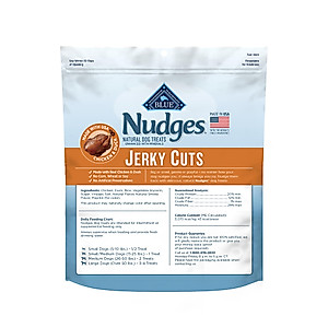 Blue Buffalo Nudges Jerky Cuts Dog Treats, Made in the USA with Natural Ingredients, Chicken & Duck, 10-oz. Bag