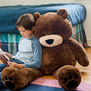 Animal Adventure | Sqoosh2Poof Giant, Cuddly, Ultra Soft Plush Stuffed Animal with Bonus Interactive Surprise - 54" Bear , Brown