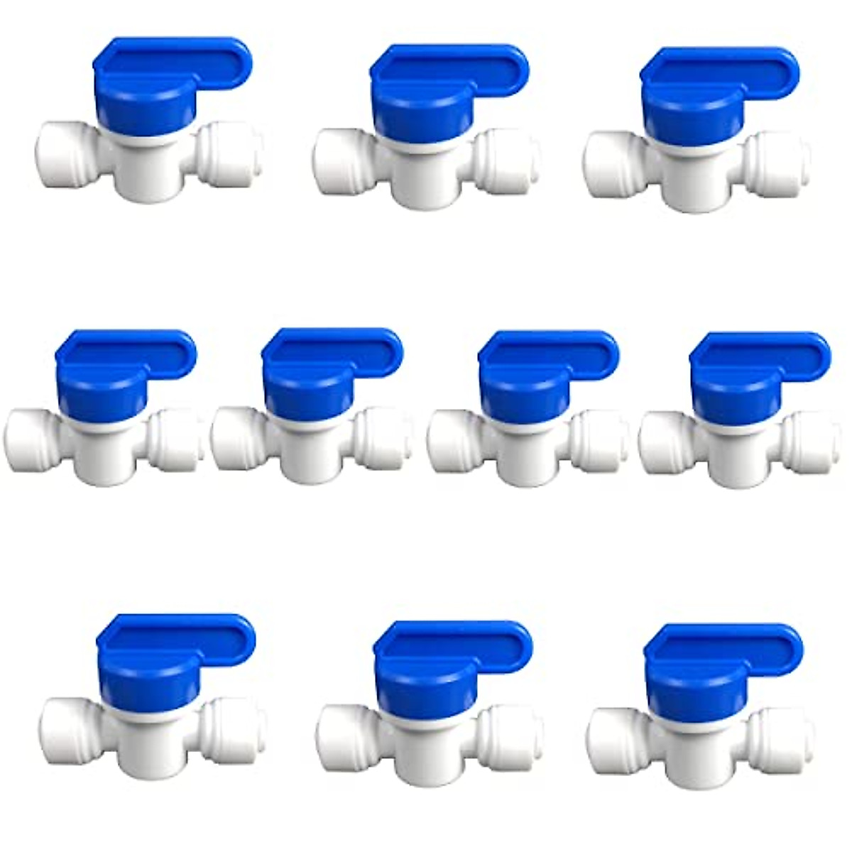 XINWOO OD Tube Quick Connector, 1/4" Shut Off Valve Switch Reverse Osmosis System Water Purifier Fitting,10 Pcs