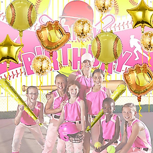 Softball Party Balloons,12pcs Softball Glove Foil Balloons, Balloons,Bat Balloons confetti balloons for Sports Theme Supplies Gender Reveal Baby Shower Decoration,Boys Girls Birthdays Party Supplies