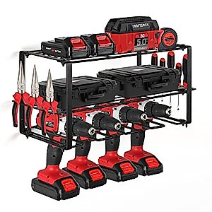 Power Tool Organizer Wall Mounted, 3 Layers Garage Tool Holder, Heavy Duty Utility Racks with Compact Design, Cordless Drill Holder and Storage Organization, Tool Box Organizers and Storage for Men