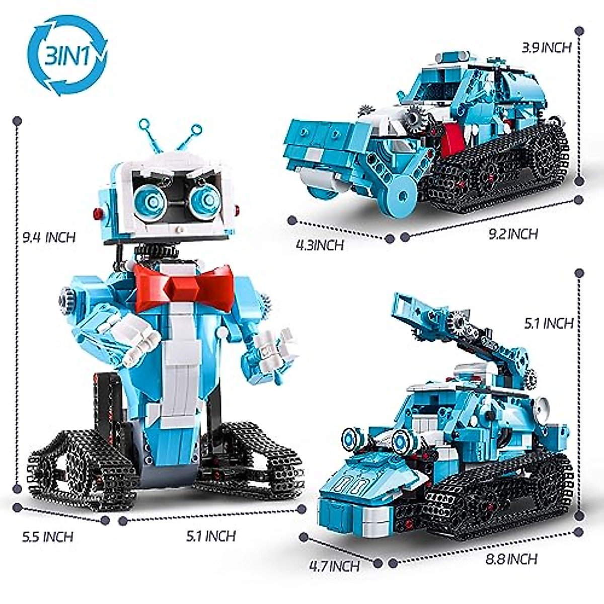 STEM Robot Building Toys for Kids Compatible with Lego Sets 3in1 Remote & APP Controlled Robot Building Kit Engineering Learning Educational Rechargeable Robot Toy Gifts for Boys Girls (726 Pcs)