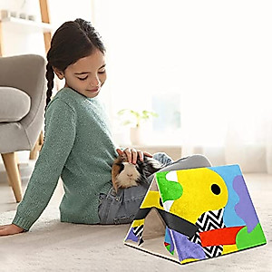 Y-DSIWX Guinea Pig Hideout Cozy Hamster House Cave for Bunny Chinchilla Hedgehog Small Animal Abstract Pattern Colorful