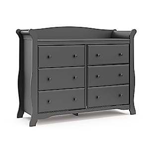 Storkcraft Avalon 6 Drawer Double Dresser (Gray) – Dresser for Kids Bedroom, Nursery Dresser Organizer, Chest of Drawers for Bedroom with 6 Drawers, 17.5x50x40.5 Inch (Pack of 1)