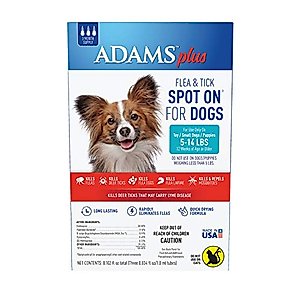 Adams Plus Flea and Tick Spot On for Dogs, Small Dog Flea Treatment, 5-14 Pounds, 3 Month Supply