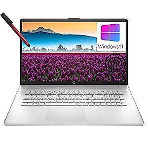 HP [Windows 11] 17 Laptop Computer, 17.3" HD+ Touchscreen, Intel Quad-Core i7-1165G7 up to 4.7GHz, 16GB DDR4 RAM, 512GB PCIe SSD, WiFi 6, Bluetooth 5.0, Type-C, Backlit Keyboard, 64GB Flash Stylus