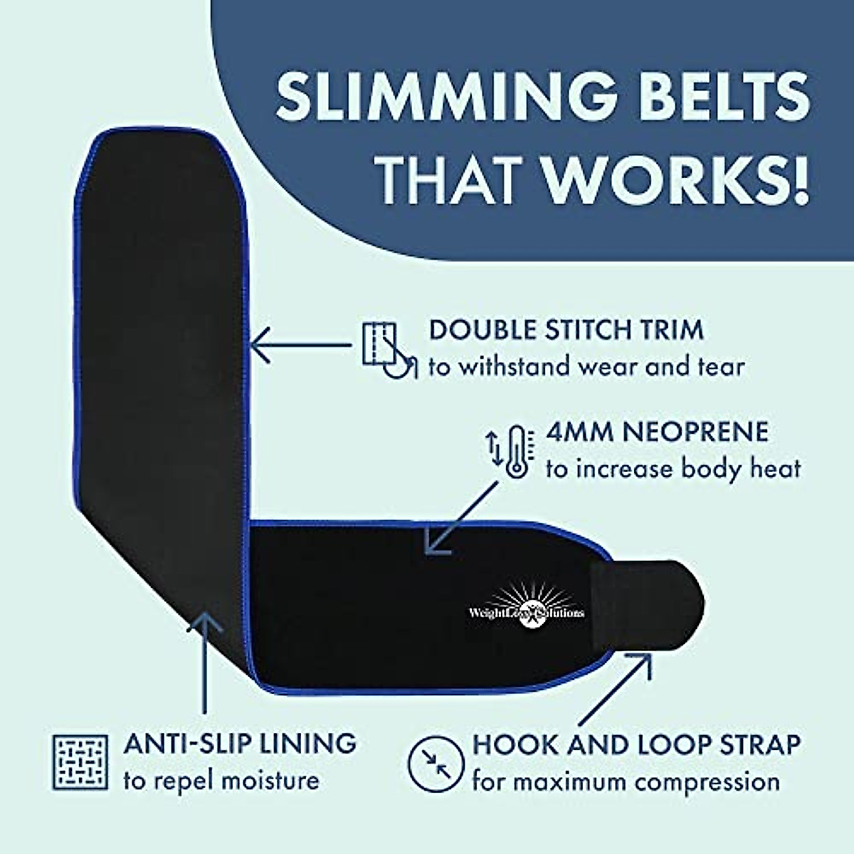 Waist Trimmer Ab Trainer, Weight Loss Sweat Wrap Sauna Belt for Women and Men. Waist Slimming, Stomach and Belly Fat Burner Black