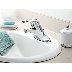 Moen Chateau Chrome One-Handle Low-Arc Centerset Bathroom Sink Faucet with Drain Assembly, L4621