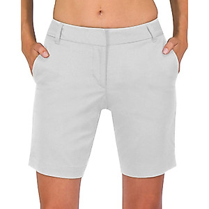 Three Sixty Six Womens Bermuda Golf Shorts 8 ½ Inch Inseam - Quick Dry Active Shorts with Pockets, Athletic and Breathable Silver Grey