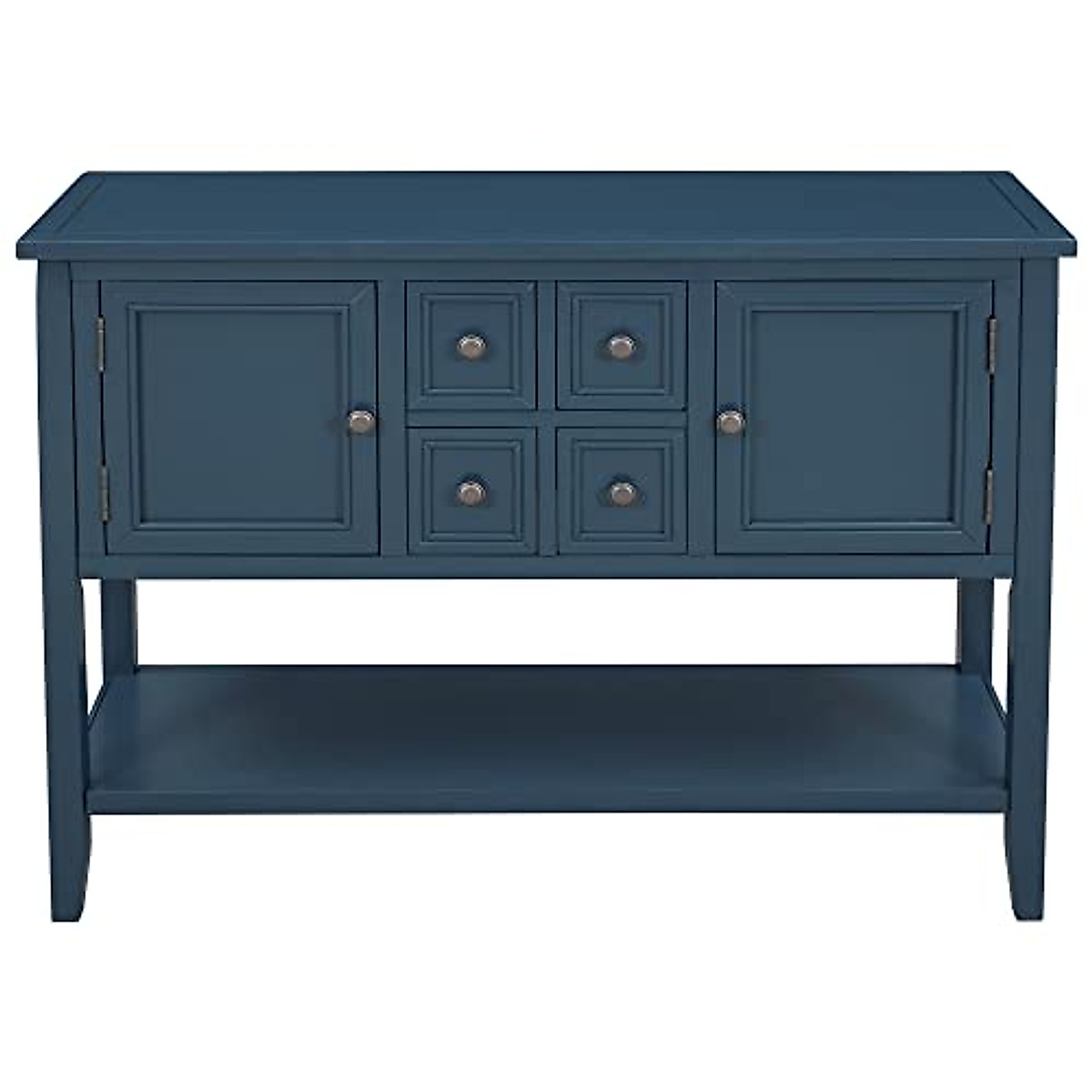 Merax Farmhouse Entryway Console Sofa Table for Living Room, Sofa Table with Storage Drawers and Shelf for Dining Room, Wood Narrow Kitchen Sideboard Cabinet with Door, Antique Navy