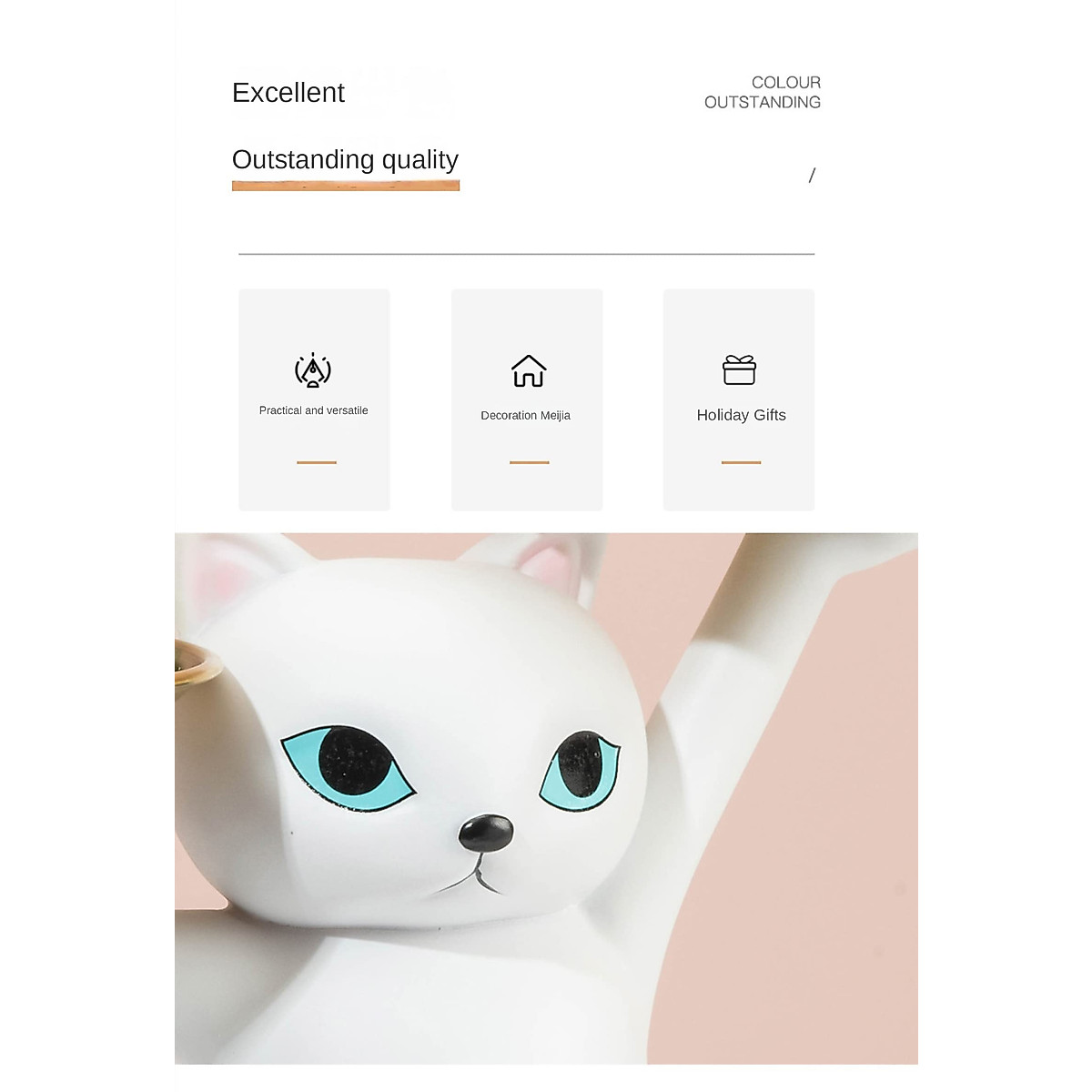 Creative Sand Sculpture cat Decoration Living Room Home Decoration Porch Key Storage Table Tray Housewarming Gift Snack Tray (Light Gray)