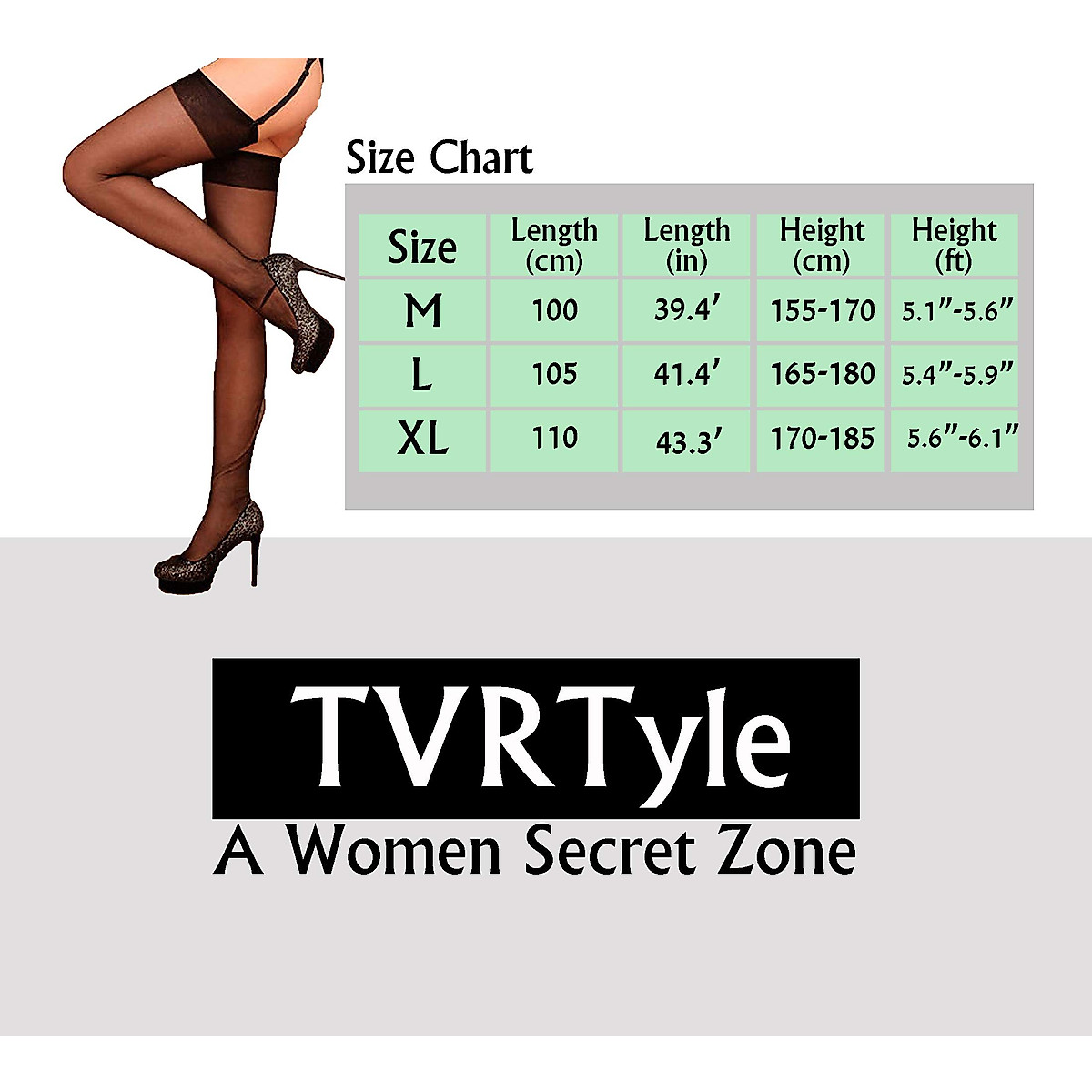 TVRtyle Women’s 10 Denier Vintage Thigh High See Through Non-stretch RHT Silk Stocking 928 (Medium)
