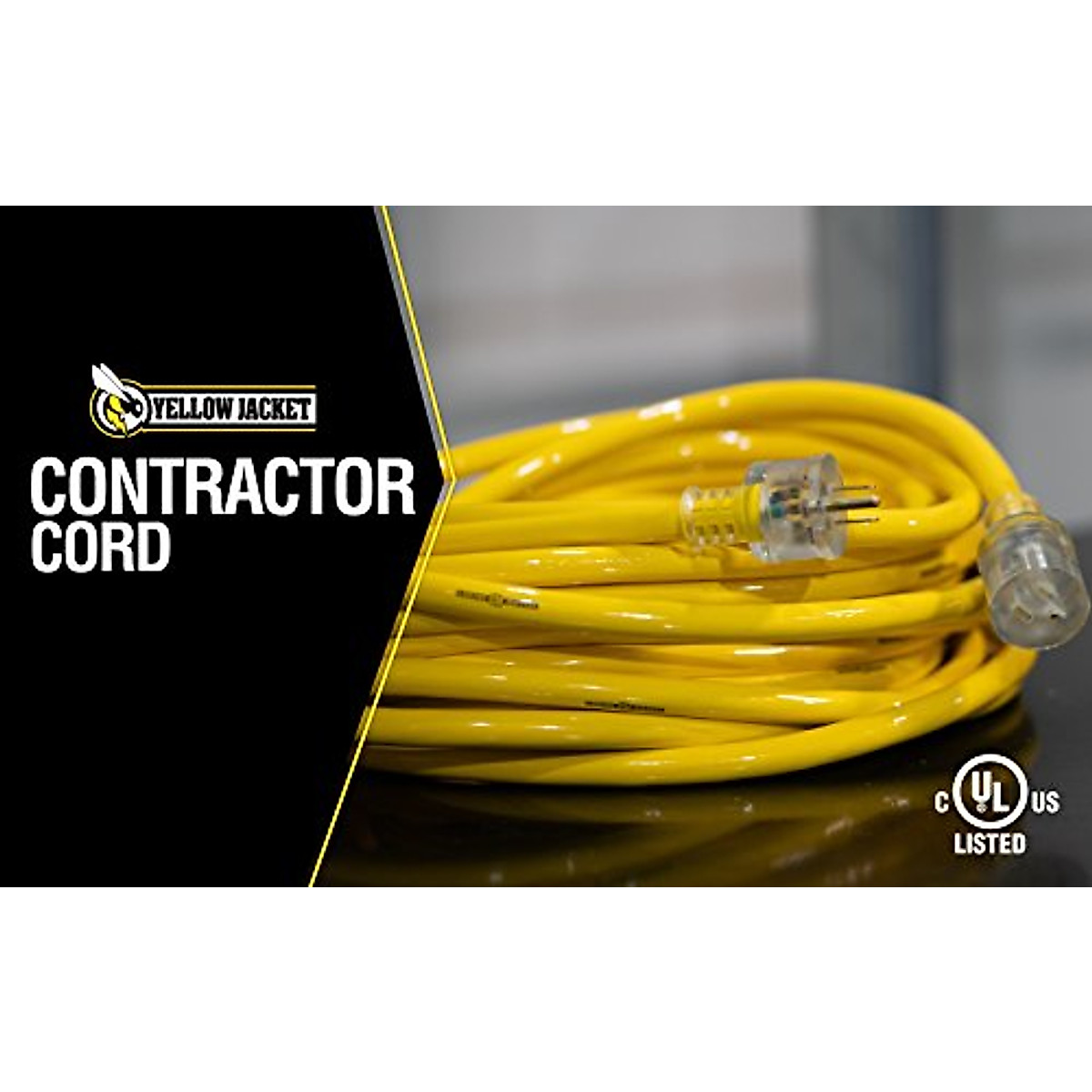 Yellow Jacket 2805 10/3 Heavy-Duty 15-Amp SJTW Contractor Extension Cord with Lighted End; 50-Feet