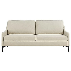 Modway Corland Modern Style Upholstered Fabric and Metal Sofa in Beige