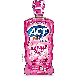 ACT Kids Anticavity Fluoride Mouthwash, Bubble Gum Blow Out 16.9 oz. (Pack of 4)