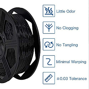 Pinuotu Flexible 3D Printer Filament, TPU Filament 1.75mm 0.8KG (2.2 lbs) Spool, Dimensional Accuracy +/- 0.03 mm, 100% Europe Raw Material (Black)