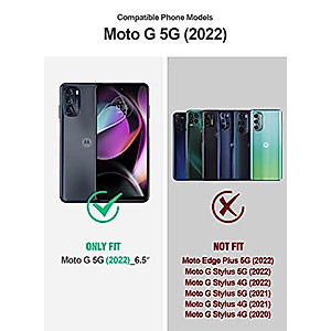 Poetic Revolution Case for Motorola Moto G 5g 6.5" (2022), [6FT Mil-Grade Drop Tested], Full-Body Rugged Dual-Layer Shockproof Protective Cover with Kickstand and Built-in-Screen Protector, Black