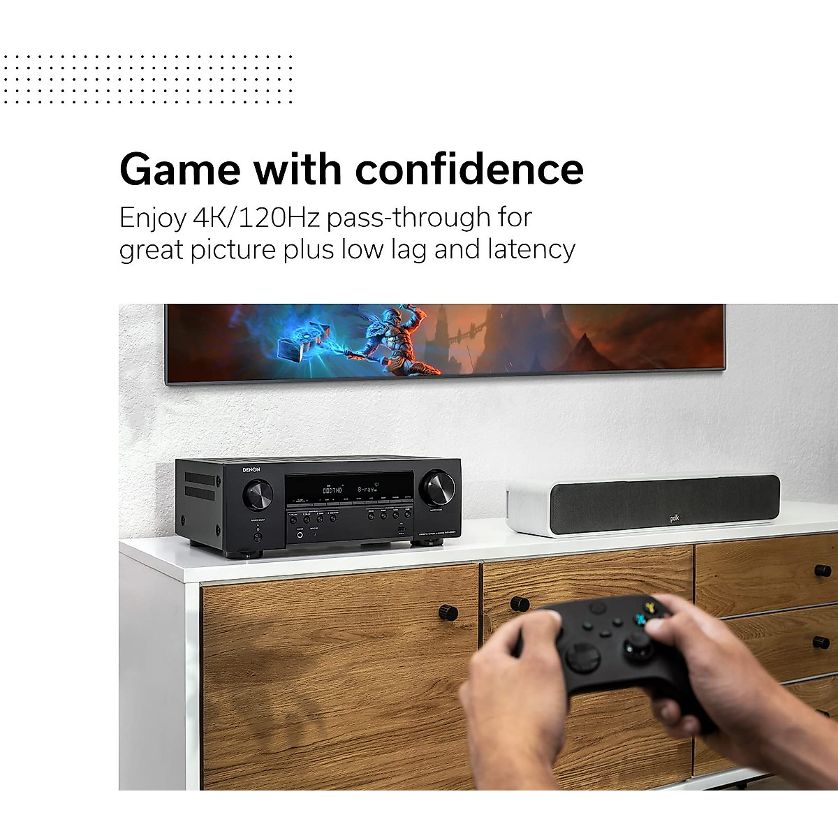 Denon AVR-S660H 5.2 Ch AVR - 75 W/Ch (2021 Model), Advanced 8K Upscaling, 3D Audio - Dolby TrueHD, DTS:HD Master & More, Wireless Streaming, Built-in HEOS, Alexa