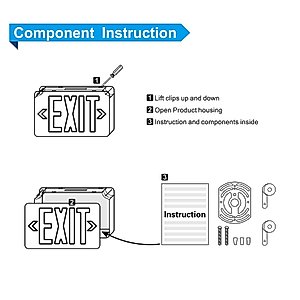 SPECTSUN 2 PACK LED Exit Sign Battery Backup-UL Certifited Exit Sign with Emergency Lights and 2 Lamp Heads- Fire Exit Sign 120-22VAC Red Emergency Exit Lighting for Business/Home.