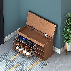 HOMEMORE Shoe Bench Shoe Cabinet Shoe Rack for Entryway with Sitting Stool Shoe Storage Cabinet for Entryway Shoe Rack Three-Tier Shoe Cabinet Suitable for Home and Apartment
