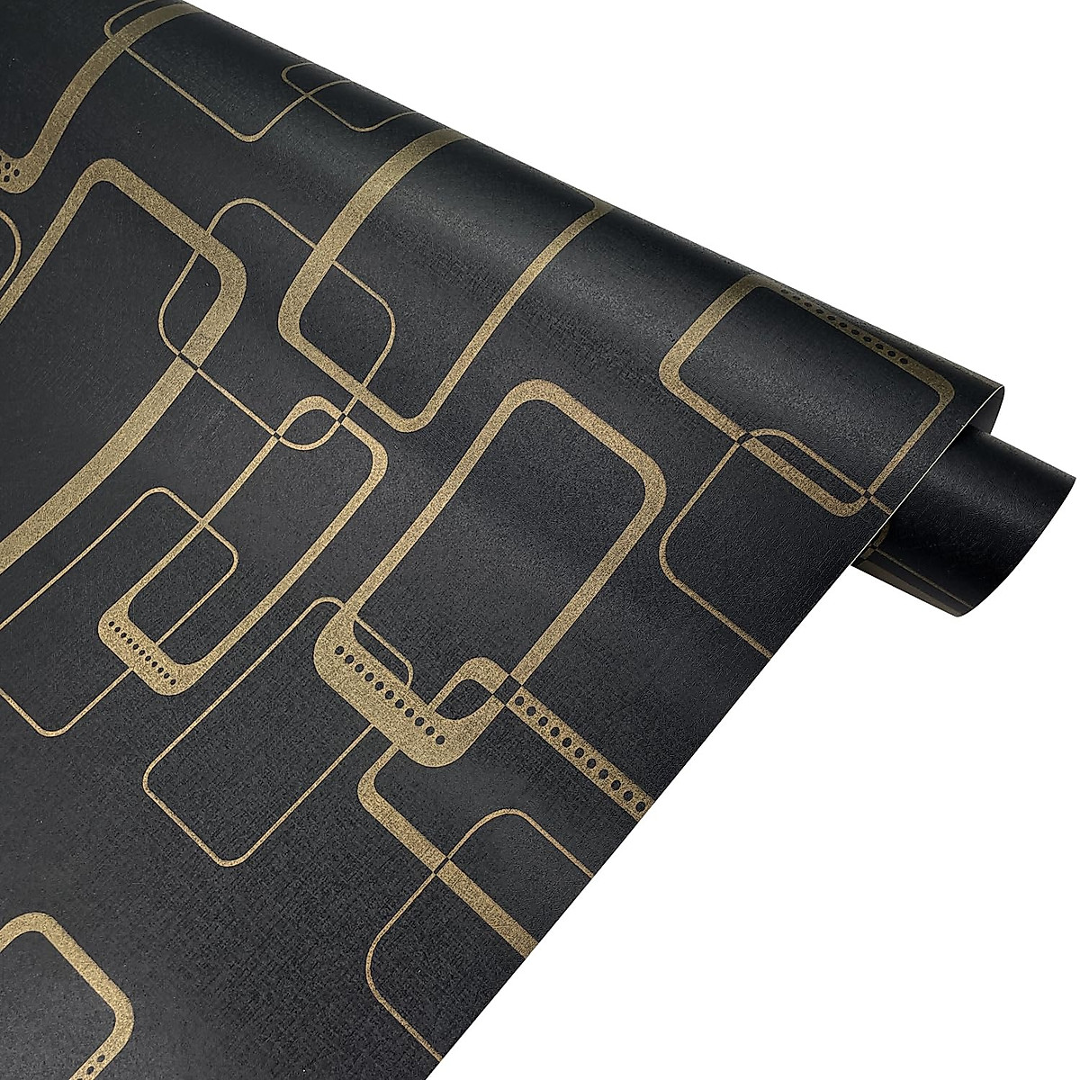 SimpleLife4U Geometric Pattern Shelf Drawer Liner Self-Adhesive Black Countertop Protect Paper for Furniture 17.7 Inch by 9.8 Feet