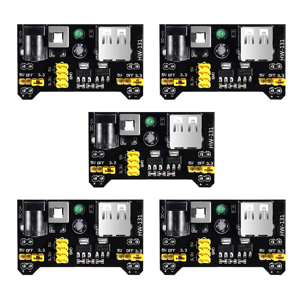 MELIFE 5pcs MB102 3.3V/5V Breadboard Power Supply Module for Board Breadboard