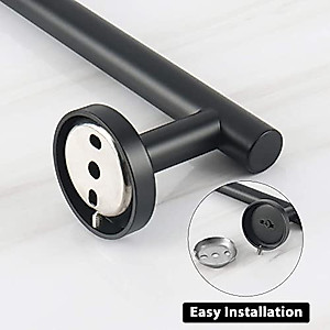 NearMoon Bathroom Towel Bar, Bath Accessories Thicken Stainless Steel Shower Towel Rack for Bathroom, Towel Holder Wall Mounted (2 Pack, Matte Black, 24 Inch)