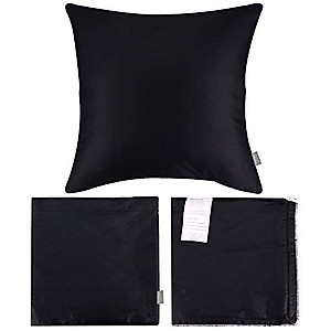 4-Pack 100% Cotton Comfortable Solid Decorative Throw Pillow Case,Thmyo Square Cushion Cover Pillowcase Sublimation Blank Pillow Covers Christmas DIY Throw Pillowcase for Sofa(18x18inch/45x45cm,Black)
