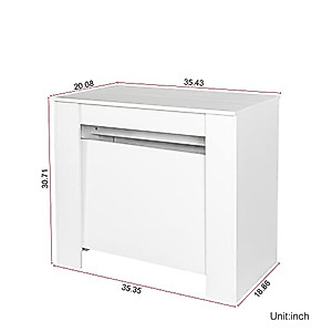 Pvillez 118.5" Wood Expandable Dining Table for 8-12 Person, Modern White Extendable Dining Room Table Large Rectangle Dining Table with Leaf Extension Pedestal Dining Table for Kitchen Console Office