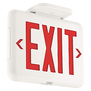 Dual-Lite LED Exit Sign with Battery Backup, White Housing Color, Thermoplastic Housing Material - EVEURWE
