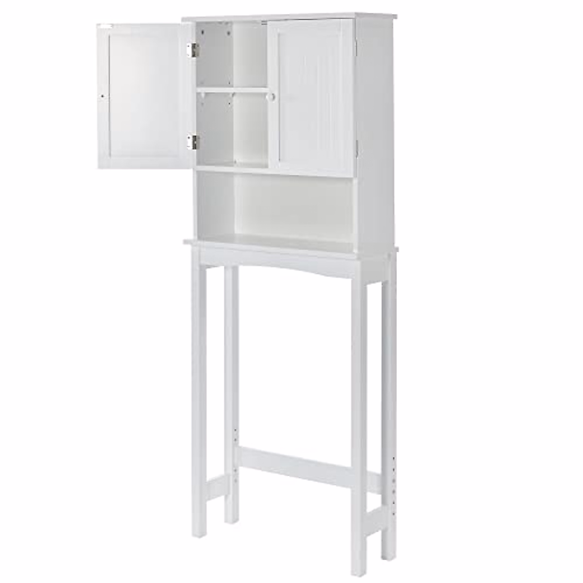 Merax Toilet Storage Shelf with Adjustable Shelves and Two Doors for Home, Bathroom Organizer Space Saver, White
