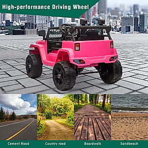 OTTARO 12V Kids Ride on Car Truck,Electric Cars for Kids w/Parent Remote Control, Spring Suspension, LED Lights, Safety Belt(Pink)