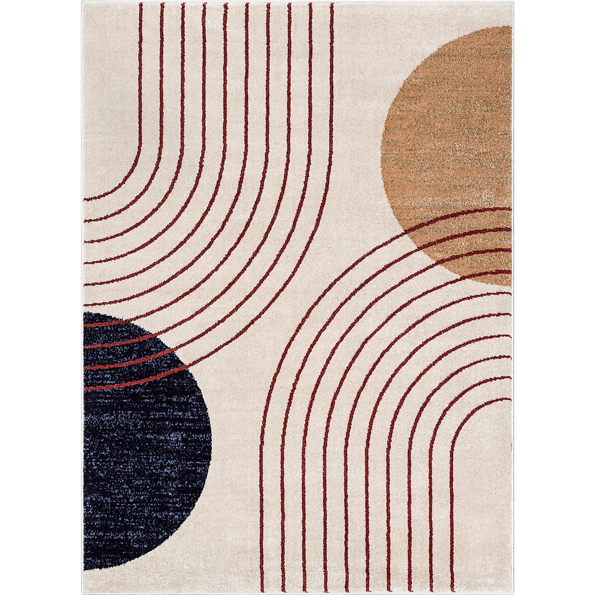 Well Woven Omaha Collection Laslow Modern Rainbow Ivory 5'3" x 7'3" Area Rug - for Living Room, Bedroom, and Dining Room