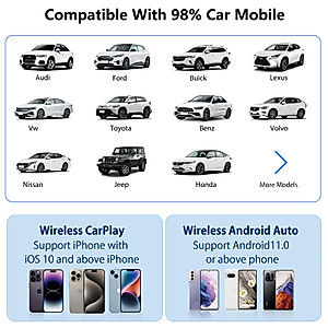 4 in 1 Wireless Carplay & Android Auto Wireless Adapter - Magic CarPlay Ai Box Streaming Video Fits Netflix/YouTube/TF Card, CarPlay Wireless Adapter for Wired CarPlay AA Cars USB Card Reader Writer