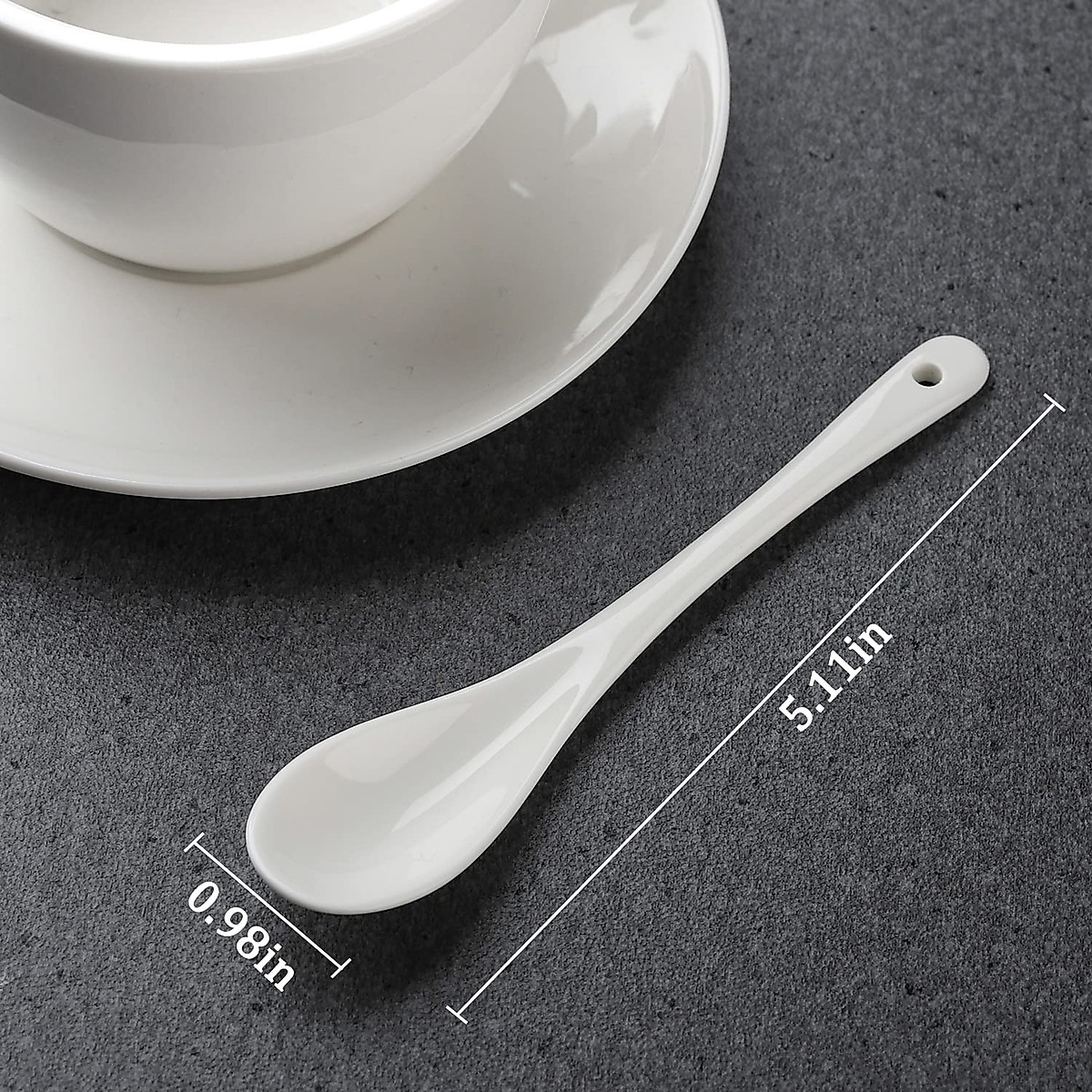 Ice Cream Spoons Ceramic Dessert Spoon Set of 4 Teaspoons Espresso Spoon Porcelain Spoons for Coffee Tea Yogurt Desserts Egg (4)