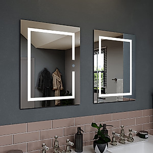 Croydex Caballo LED Aluminum Bathroom Storage Vanity Mirror with Lights Easy to Fit Hang 'N' Lock Bracket Recessed or Surface Mount Medicine Cabinet Organizer, 20W x 26H