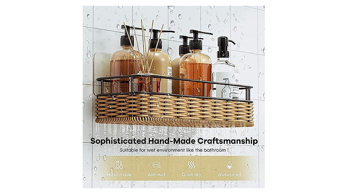 Gusio Shower Caddy Bathroom Organizer and Storage, Hand-made Woven ...