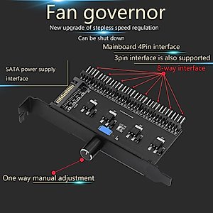 SinLoon PC 8 Channels Fan Hub Knob Cooling Fan Speed Controller for CPU Case HDD VGA PWM Fan PCI Bracket 12V Fan Control- SATA Interface Power Supply (SATA 1Knob)