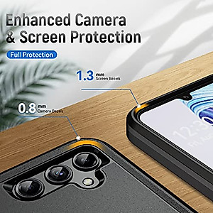 Samsung Galaxy A14 5G Case with Screen Protector, Military Grade Dual Layer Shockproof Heavy Duty Full Body Protective Phone Cover, Built in Rotatable Magnetic Ring Holder for (Black)