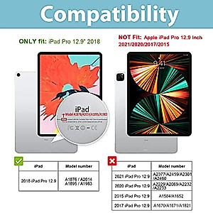 ProCase Smart Case for iPad Pro 12.9" 2018 3rd Gen, Slim Lightweight Trifold Stand Smart Cover with Translucent Frosted Back Protective Case for iPad Pro 12.9 Inch 3rd Gen 2018 Release –Black