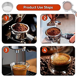 Stainless Steel Coffee Filter, 51mm Double Layer Pressurized Filter Basket Espresso Filter Basket for Portafilter Coffee Machine(Double Cup)