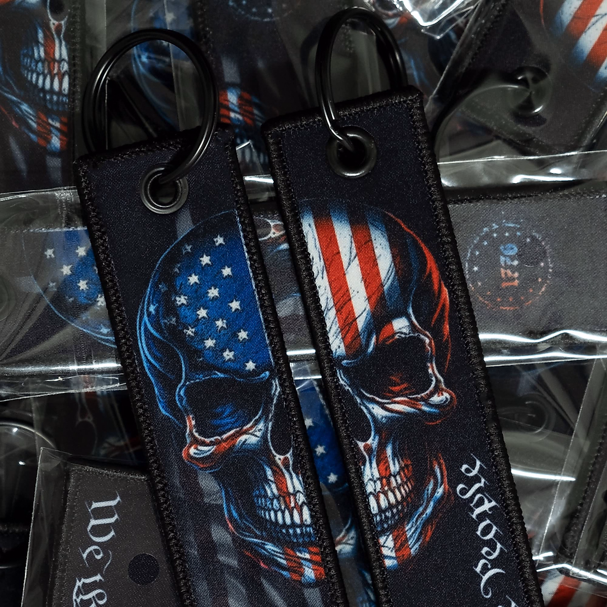 DillenCo We The People 1776 American Flag Skull Key Tag/Backpack or Luggage Tag x2. Patriot Edition (Skull)