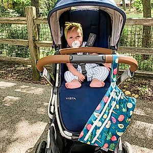 BapronBaby Organic Produce Wet Dry Bag - Waterproof Two Zipper Pockets - Reusable for Mealtime, Diapers, Stroller, Snacks, Swimsuits - Machine Washable - 11" x 9"