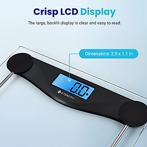 Etekcity Digital Body Weight Bathroom Scale, Large Blue LCD Backlight Display, High Precision Measurements, 6mm Tempered Glass, 400 Pounds, Black