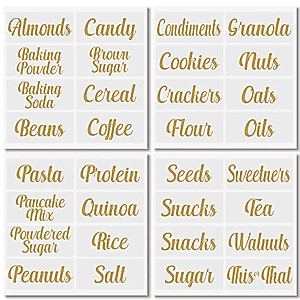 mDesign Home Organization Labels, Preprinted Label Stickers for Kitchen Pantry Storage and Cleaning, Household Organizing for Jars, Canisters, Containers, Boxes, or Bins, 32 Count, Clear/Metallic Gold