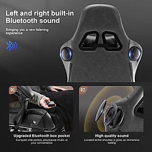 GTPLAYER Chair Computer Gaming Chair (Leather, Grey)